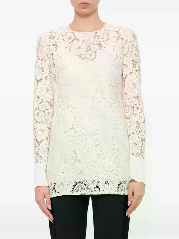 LANVIN Floral-lace Top - Neutrals