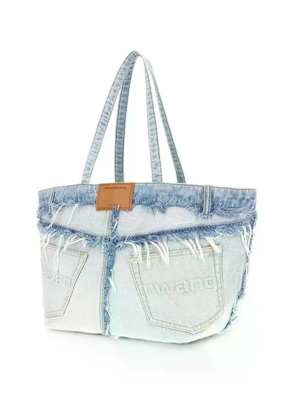 Alexander Wang Punch Frayed Denim Tote Bag - Blue
