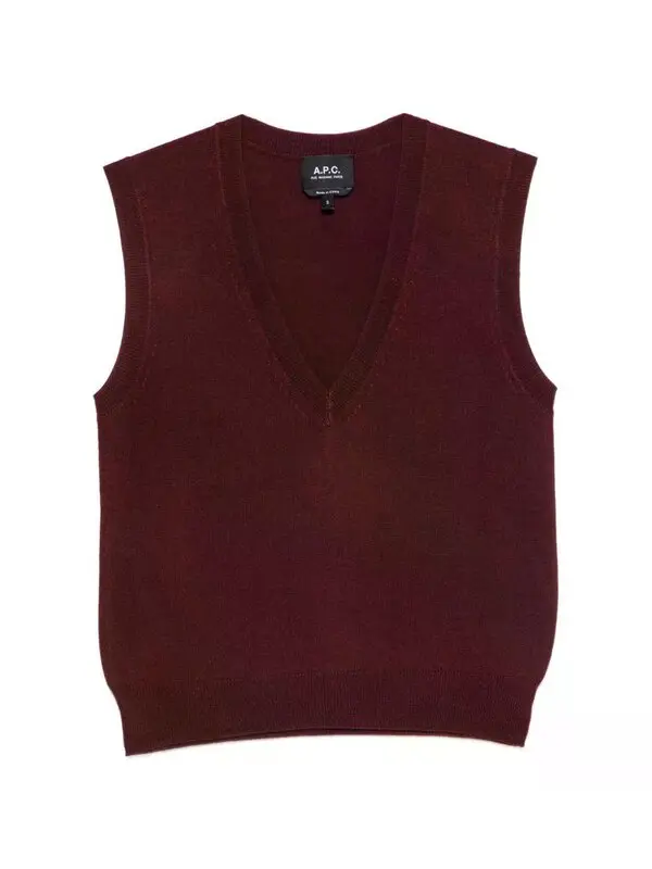 A.p.c. V-neck Knitted Top - Red