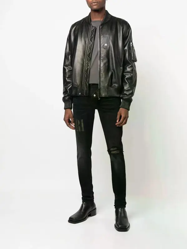 Amiri Leather Logo-patch Skinny Jeans