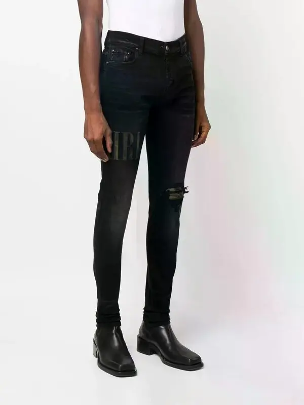 Amiri Leather Logo-patch Skinny Jeans
