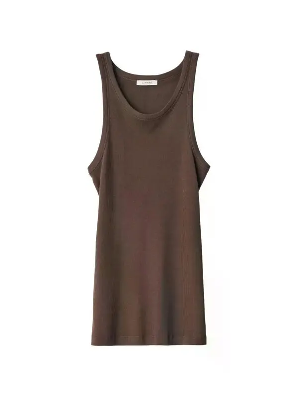 LEMAIRE Tank Top In Ribbed Jersey - Brown