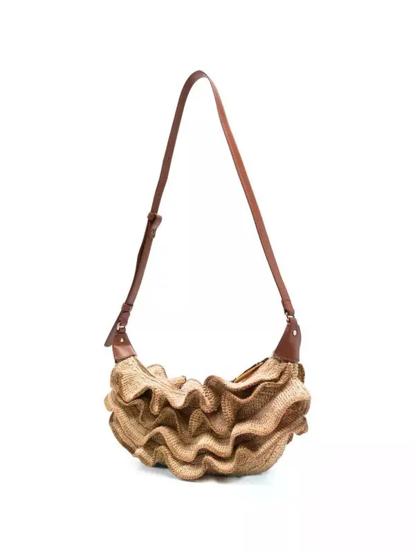 Zimmermann Ruffled Raffia Shoulder Bag - Neutrals