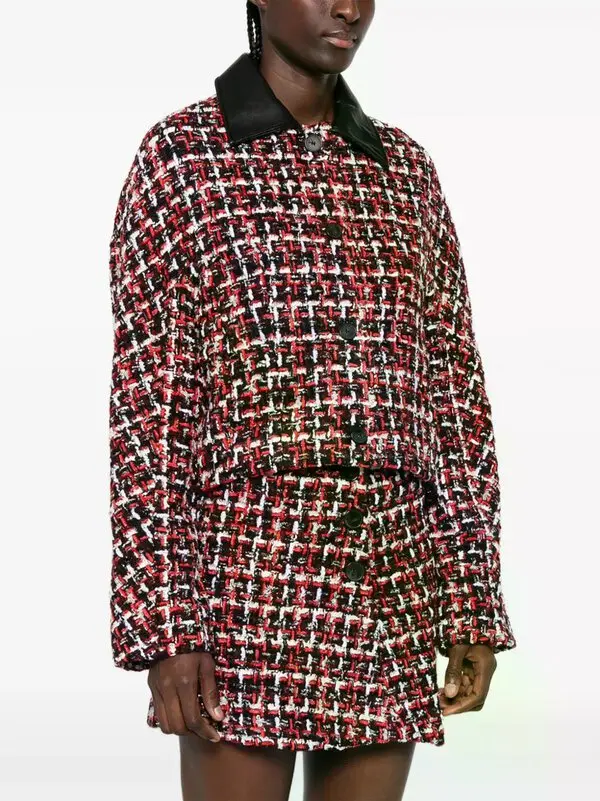 IRO PARIS Nuffy Tweed Leather-collar Jacket