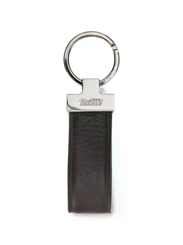 MOORER Logo-plaque Grained Leather Keyring - Brown