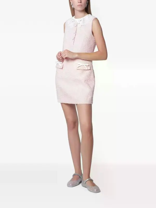 SELF-PORTRAIT Lace-collar Bouclé Mini Dress - Pink