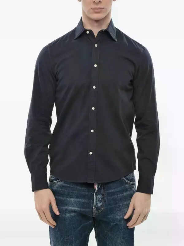 DEPERLU French-collar Poplin Shirt - Blue