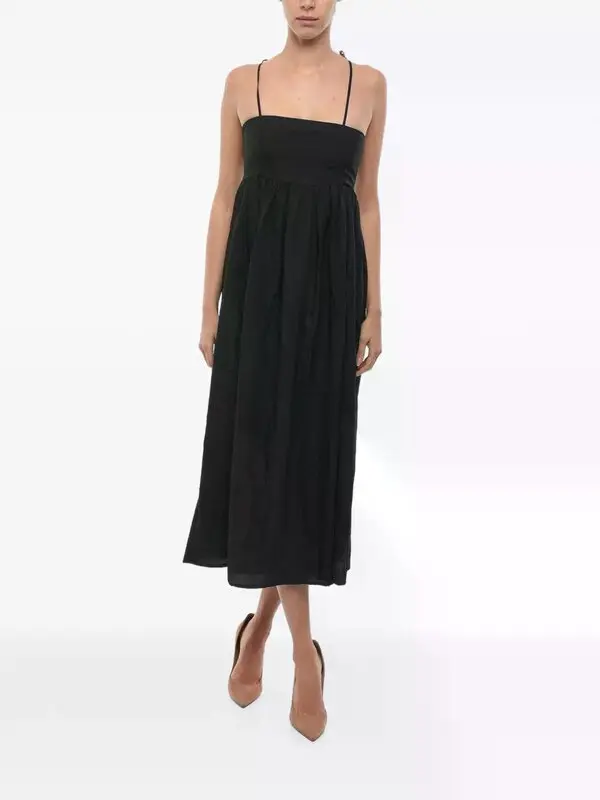 NOTES DU NORD Square-neck Midi Dress - Black