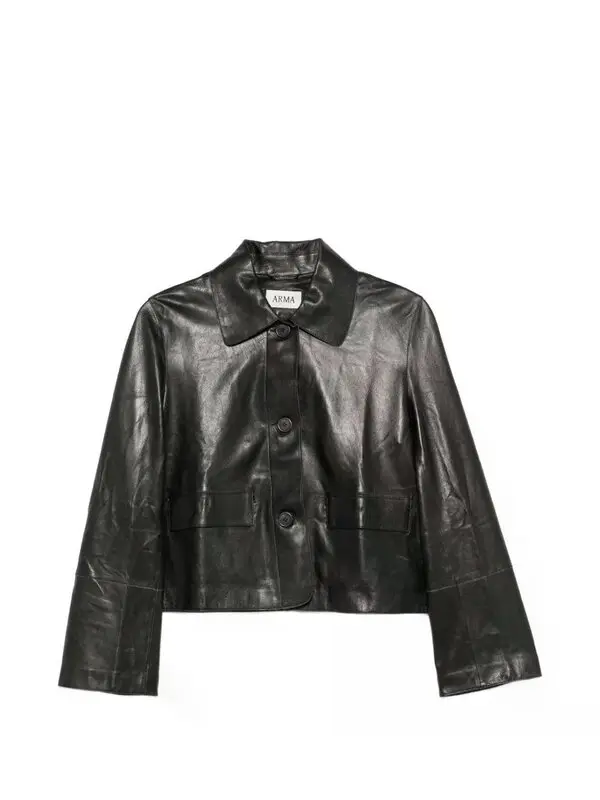 ARMA Leather Button-up Jacket - Black