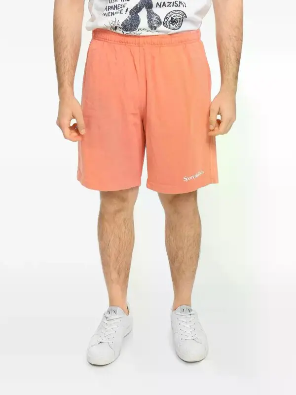 SPORTY & RICH Cotton Logo-print Shorts - Pink