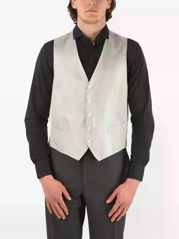 Corneliani Herringbone-pattern Silk Waistcoat