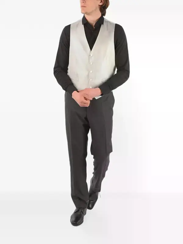 Corneliani Herringbone-pattern Silk Waistcoat