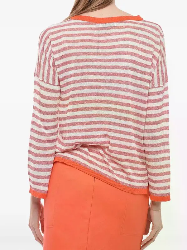 WHYCI Striped V-neck Sweater