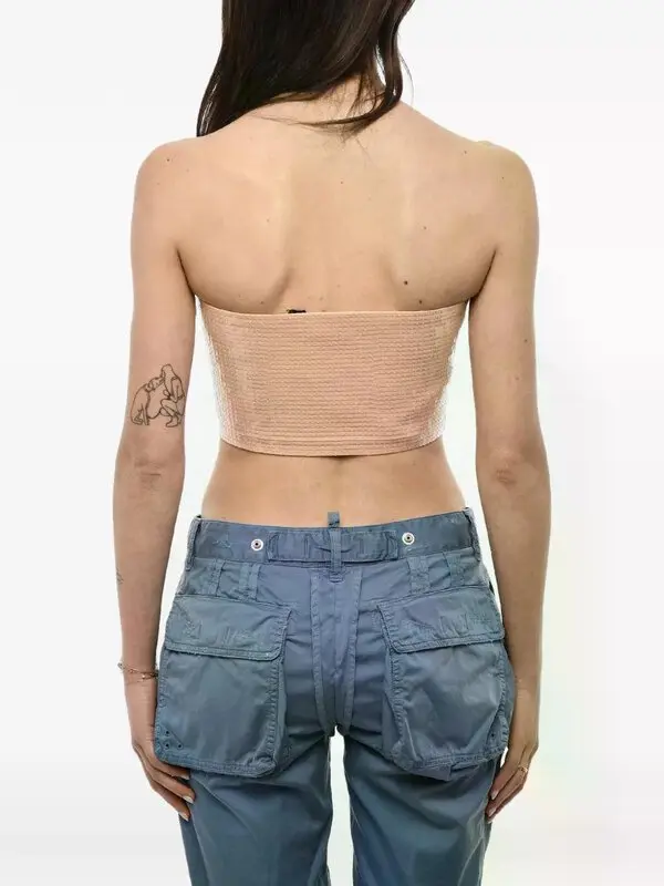 Dsquared2 Disco Sequin-embellished Strapless Crop Top