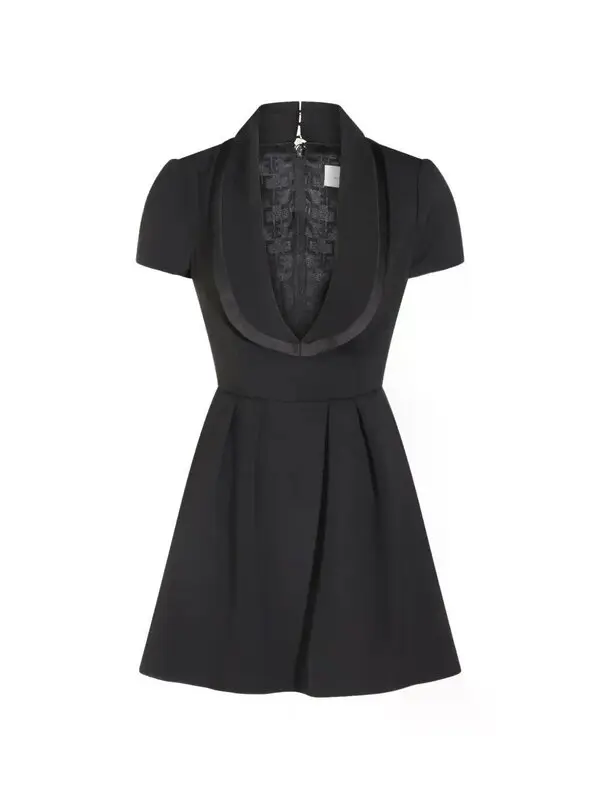 Elisabetta Franchi Satin-trim Mini Pleated Dress - Black