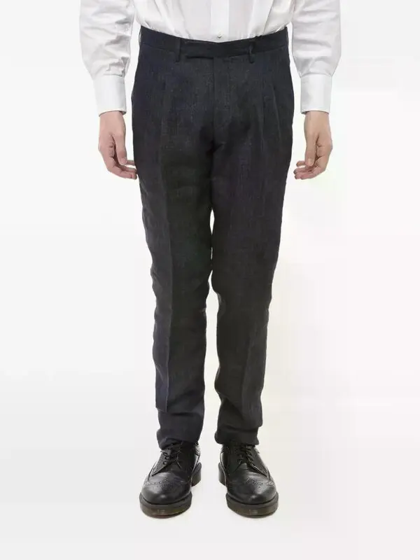 Corneliani Pleated Linen Trousers - Blue
