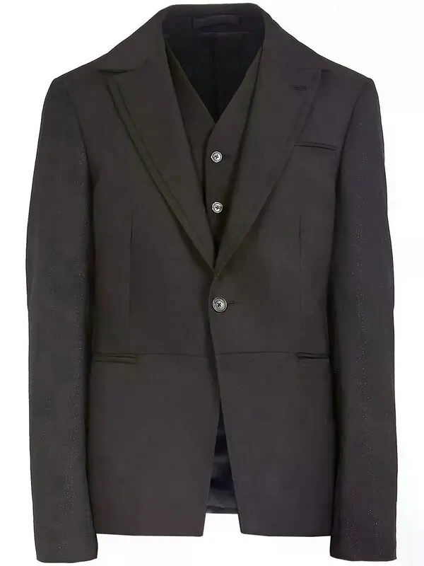 FERRAGAMO Waistcoat-detail Single-breasted Blazer - Black