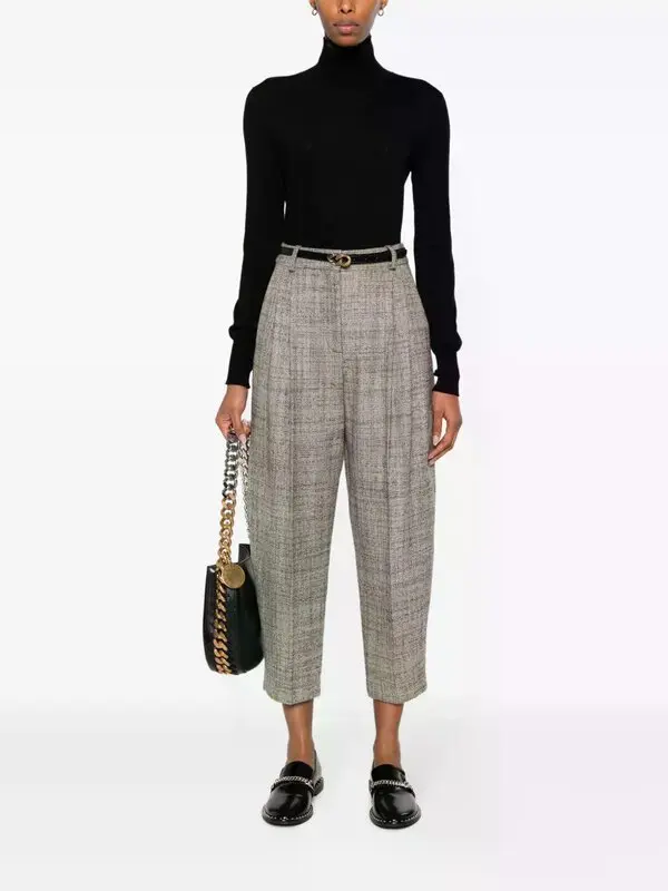 Stella McCartney Pleated Cropped Wool Trousers
