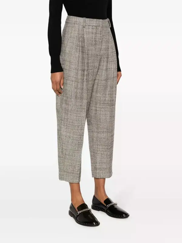Stella McCartney Pleated Cropped Wool Trousers