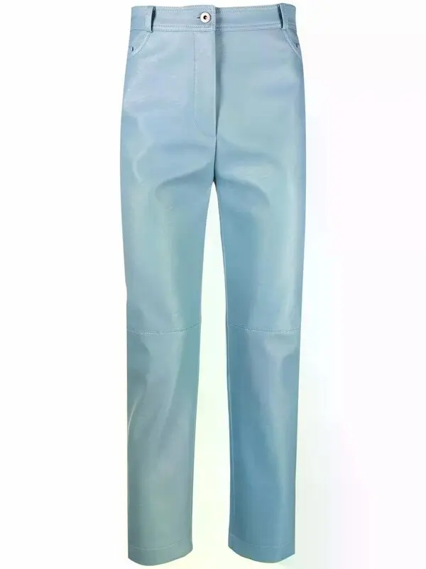 Stella McCartney Faux-leather Straight-leg Trousers - Blue