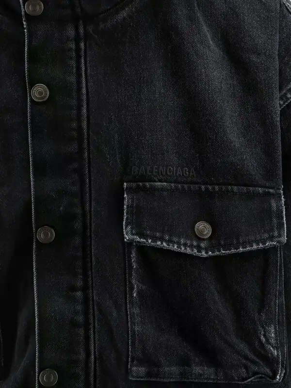 Balenciaga Logo-embroidered Hooded Denim Jacket