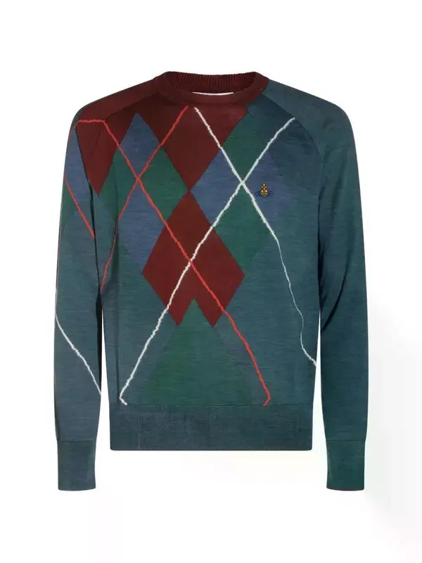 VIVIENNE WESTWOOD Argyle-pattern Orb-embroidered Sweater - Blue