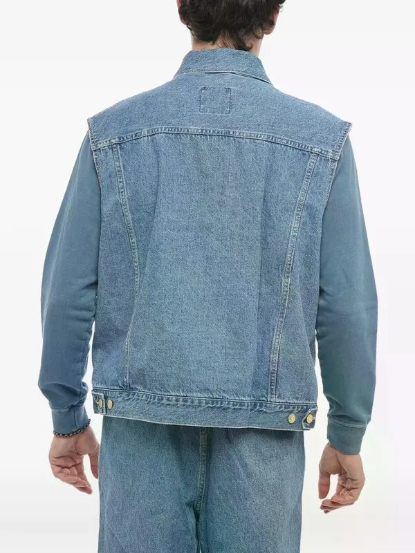 J.PRESS Embroidered-logo Sleeveless Denim Jacket