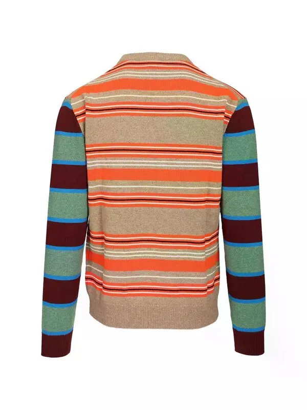 Paul Smith Striped Contrast-sleeve Crew-neck Sweater - Orange