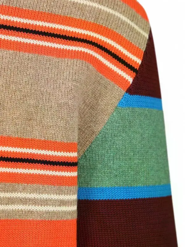 Paul Smith Striped Contrast-sleeve Crew-neck Sweater - Orange