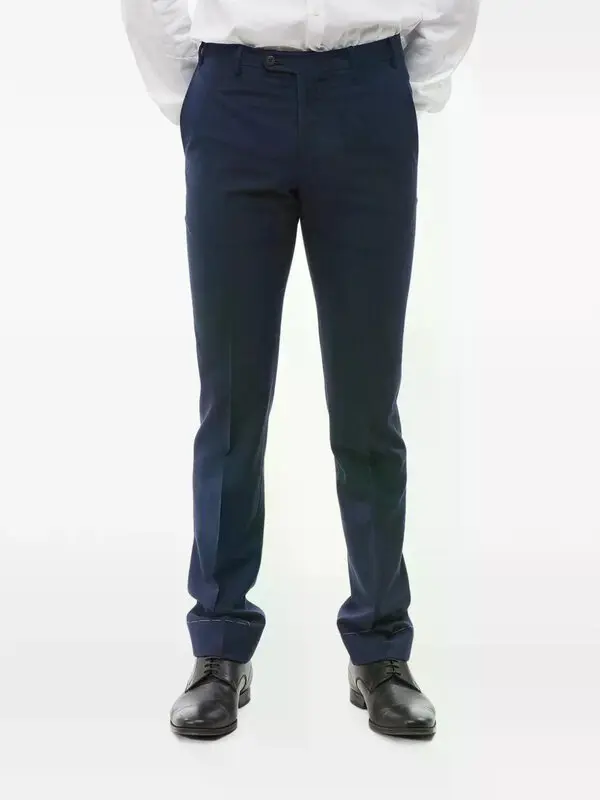 Corneliani Jacquard-woven Wool Trousers - Blue