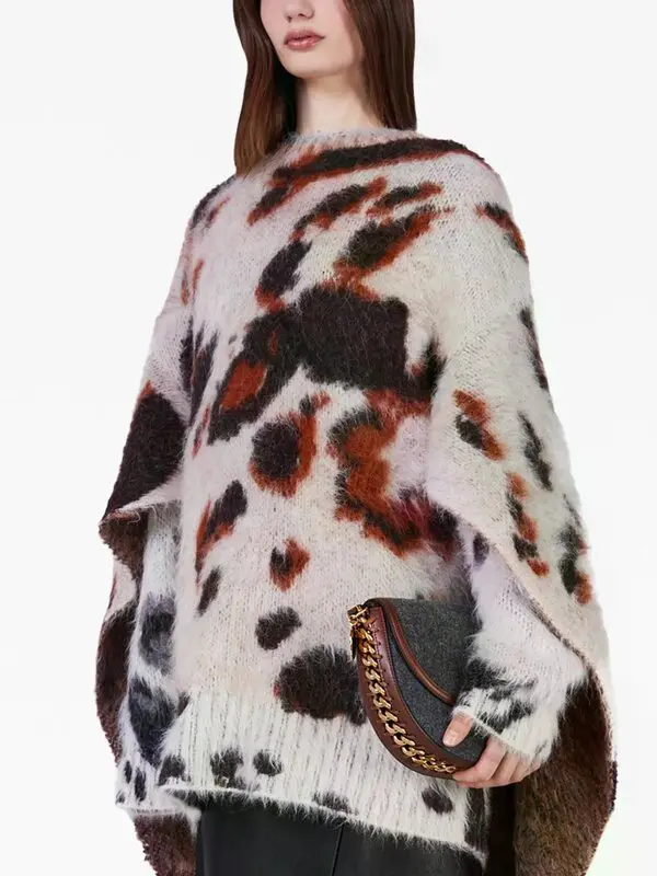 Stella McCartney Appaloosa Pony Patterned-jacquard Cape Jumper - Neutrals