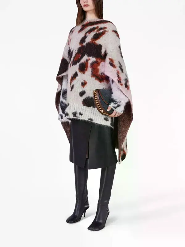 Stella McCartney Appaloosa Pony Patterned-jacquard Cape Jumper