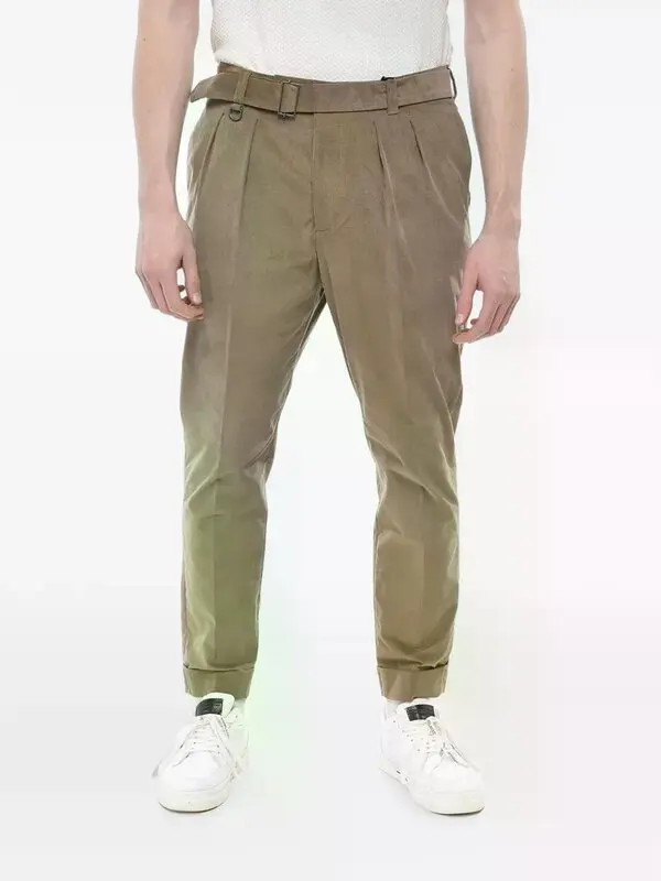 PAOLO PECORA Corduroy-texture Pleated Cotton Trousers - Brown
