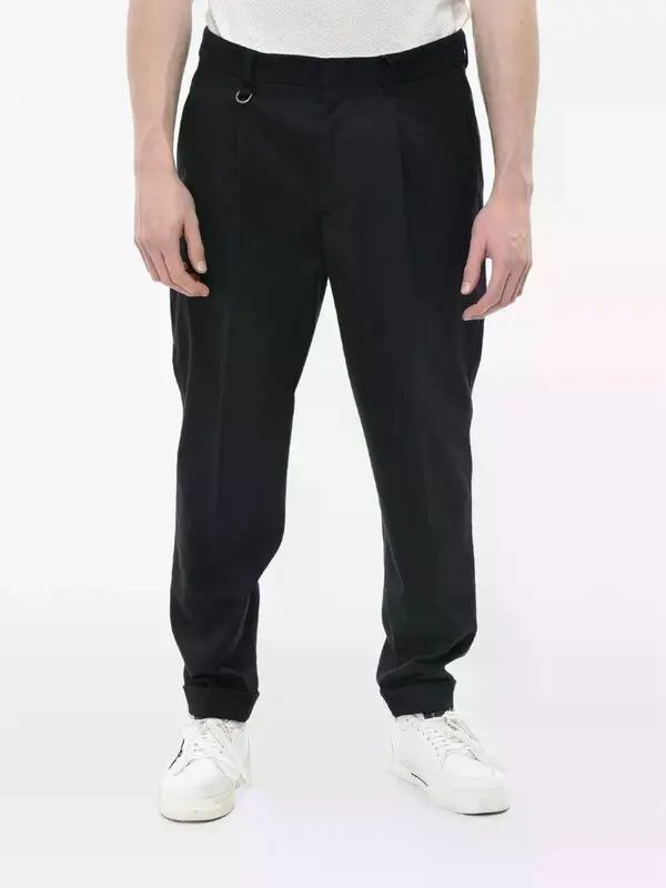 PAOLO PECORA Pleated-design Belt-loop Trousers - Black