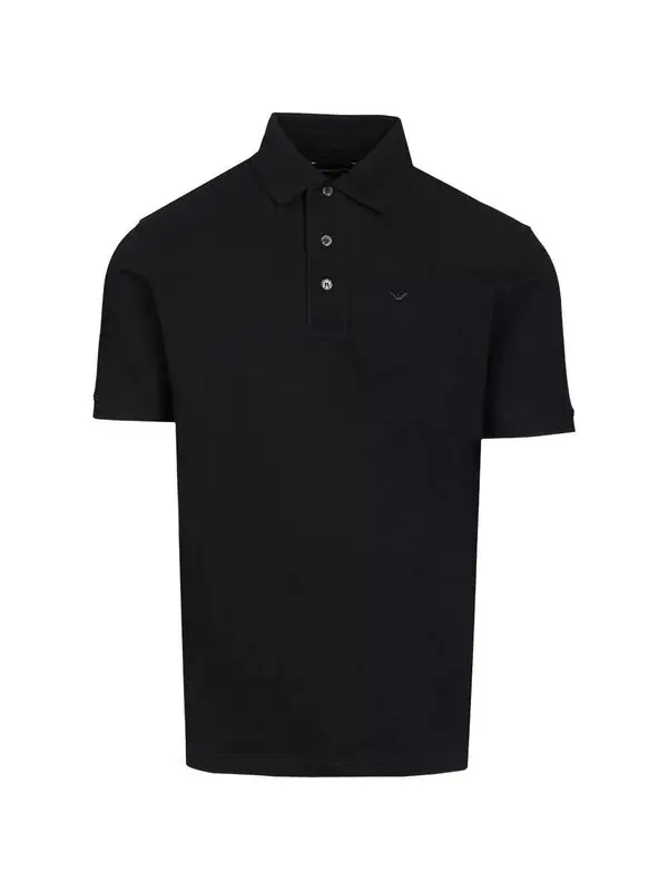 Emporio Armani Embroidered-logo Polo Shirt - Blue