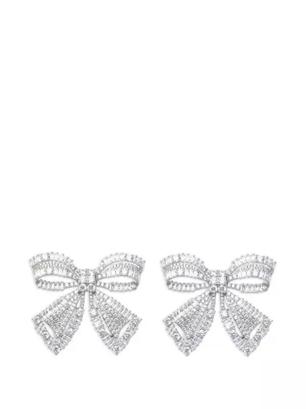 SELF-PORTRAIT Crystal-embellished Bow Earrings - Silver