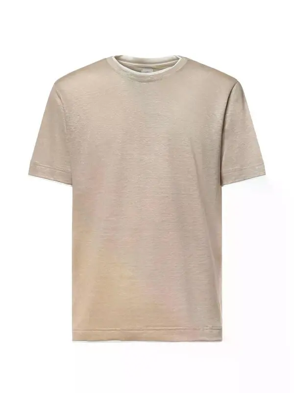 Eleventy Layered-detail Linen T-shirt - Neutrals
