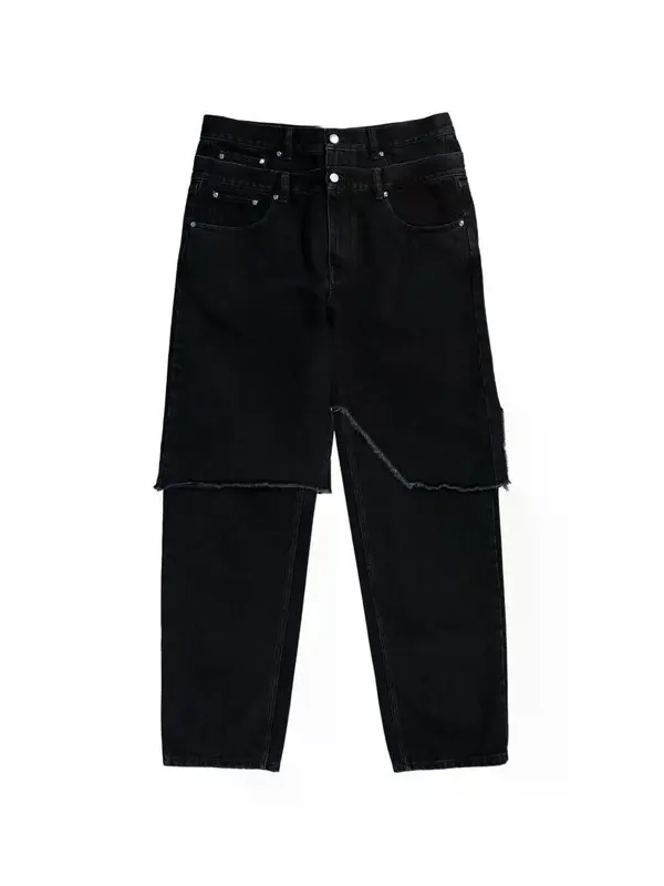 AWGE Double-layer Frayed Jeans - Black