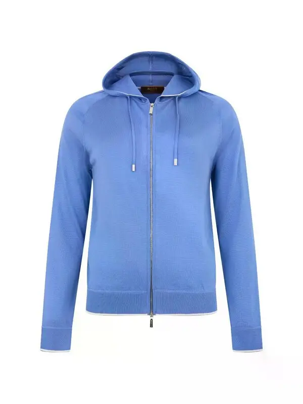 MOORER Nivola Zip-up Drawstring Cardigan - Blue