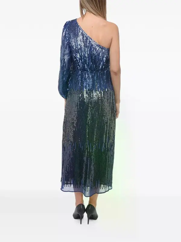 Rixo Sequin-embellished One-shoulder Midi Dress - Blue