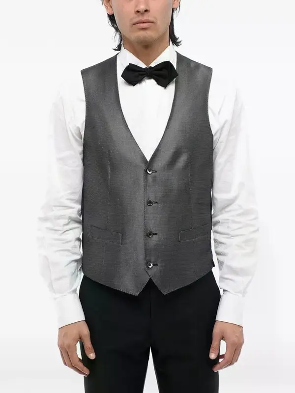Corneliani Single-breasted Silk Waistcoat - Black