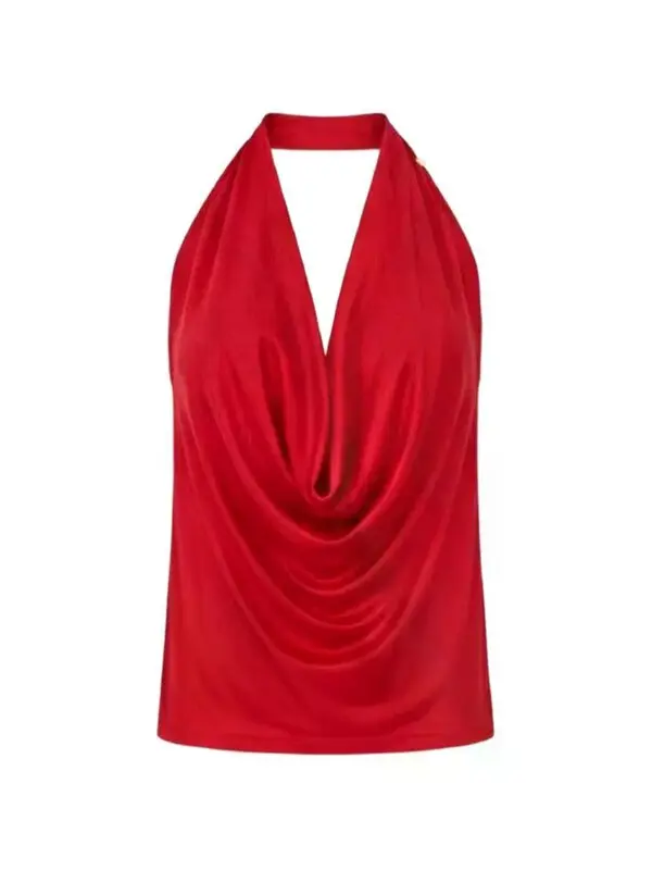 Elisabetta Franchi Halterneck Cowl-neck Top - Red