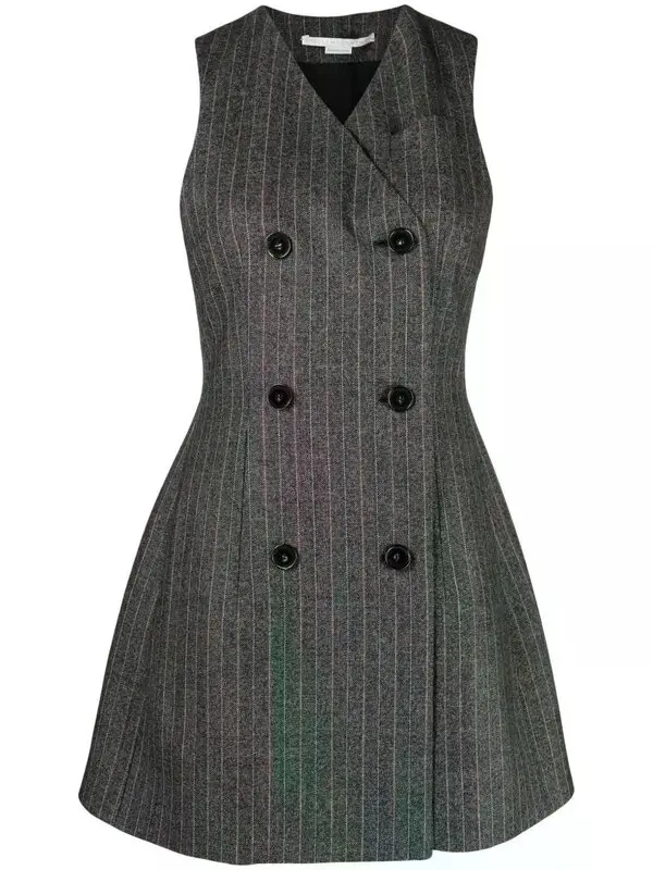 Stella McCartney Double-breasted Pinstripe Minidress - Grey
