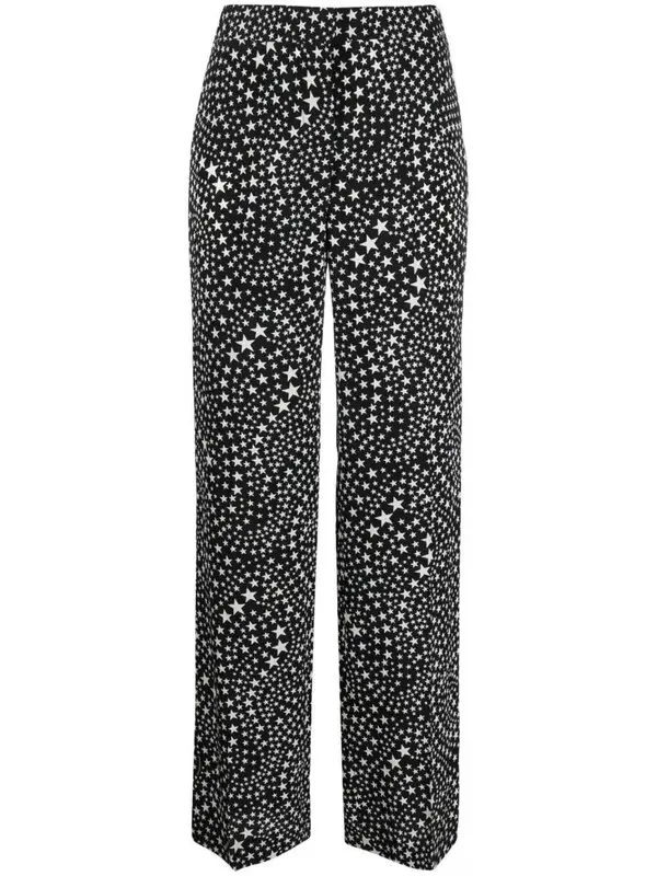 Stella McCartney Star-print Silk Trousers - Black