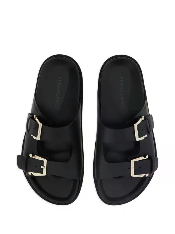 FERRAGAMO Double-buckle Leather Sandals