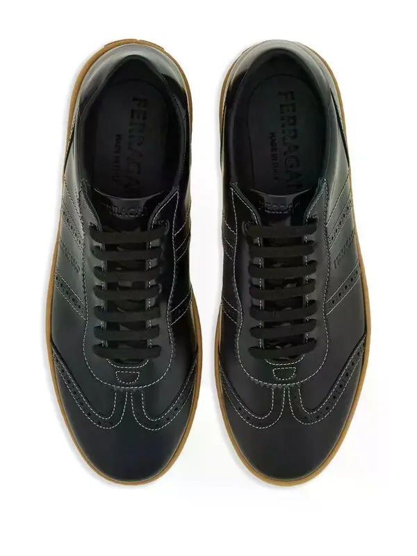 FERRAGAMO Logo-debossed Leather Sneakers - Black