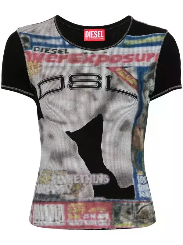 DIESEL® T-ele Graphic-print T-shirt - Black