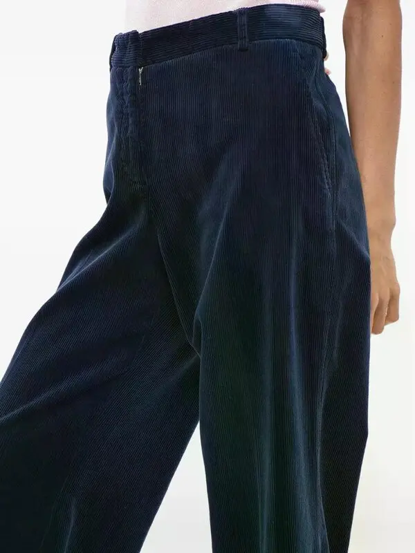 QL2 QUELLEDUE Melody Ribbed Velour Wide-leg Trousers