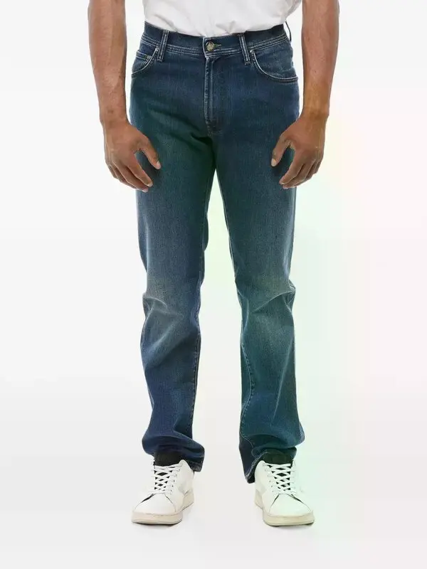 Corneliani Straight-fit Embroidered-logo Denim Jeans - Blue
