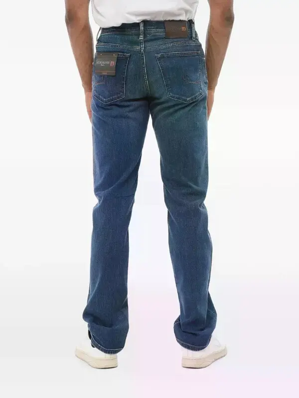 Corneliani Straight-fit Embroidered-logo Denim Jeans